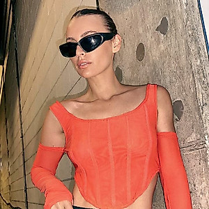 JASPIN Y2K Wrap Around Sunglasses for Women Men Sliver Oval Fashion Trendy Sport Shades UV400 Eyeglasses