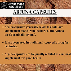 Naturevibe Botanicals Arjuna Capsules Premium 180 Veg Capsules | 1000mg Per Serving | Traditional Supplement | Made with Pure Herb Arjuna Powder