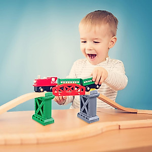 Ioffersuper 10 Pieces Wooden Train Track Set, Curved Switch Track and Cross Track Compatible with All Major Brands
