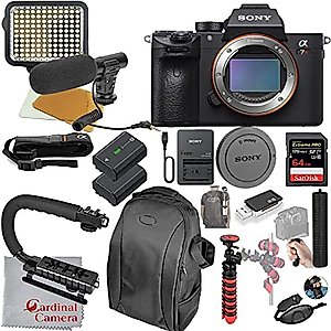 Sony Alpha a7RIIIA (New Model) Mirrorless Digital Camera (No Lens) Video Bundle + LED Video Light + Microphone + Extreme Speed 64GB Memory(20pc Bundle)