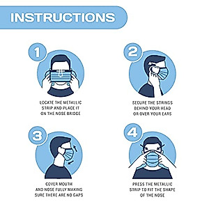 Disposable Face Mask - Blue Disposable Face Mask | Breathable Protective 3-Ply Comfortable Nose/Mouth Coverings for Home & Office | Elastic Ear Loop 3-Layer Safety Shield for Adults/ Kids | 50 Pack Ships from USA