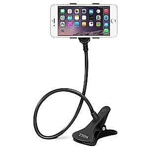 ZTON Cell Phone Holder, Universal Mobile Phone Stand, Lazy Bracket, Flexible Long Arms Clip Mount for iPhone, LG etc. in Office Bedroom Desktop (Black)
