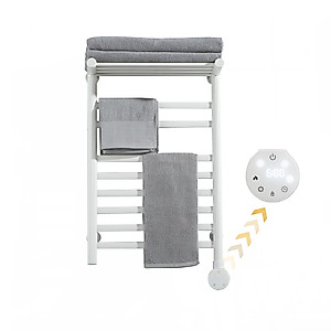 Towel Warmer Rack, 8 Bars Heated Towel Warmer Rack with Intelligent Digital Display,Built-in Smart Timer,104℉-149℉, Wall Mounted Towel Warmer Rack with Top Shelf for Bathroom,White