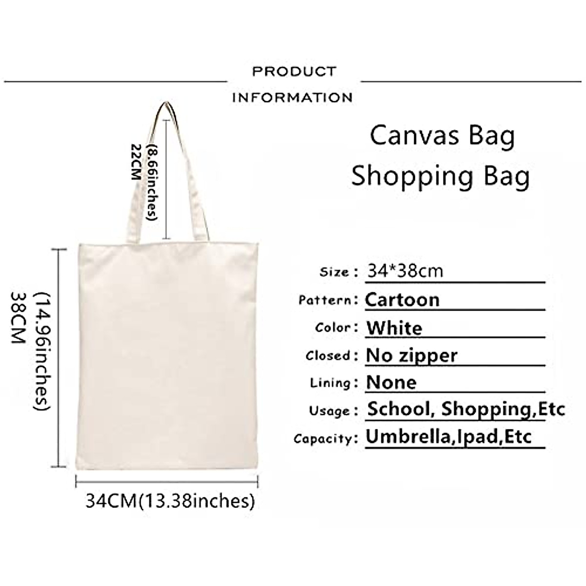 Canvas Tote Bag for women girls Aesthetic un verano Bunny sin ti Cloth Tote Shopping Bags School Shoulder Bag Reusable Bag