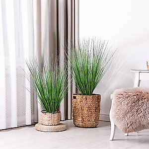 BANNINEO 27" Artificial Plants Greenery Wheat Grass for Indoor Outdoor, UV Resistant Realistic Faux Fake Shrubs Plant Onion Grass for Home, Office, Living Room, Garden, Patio(6-Pack)