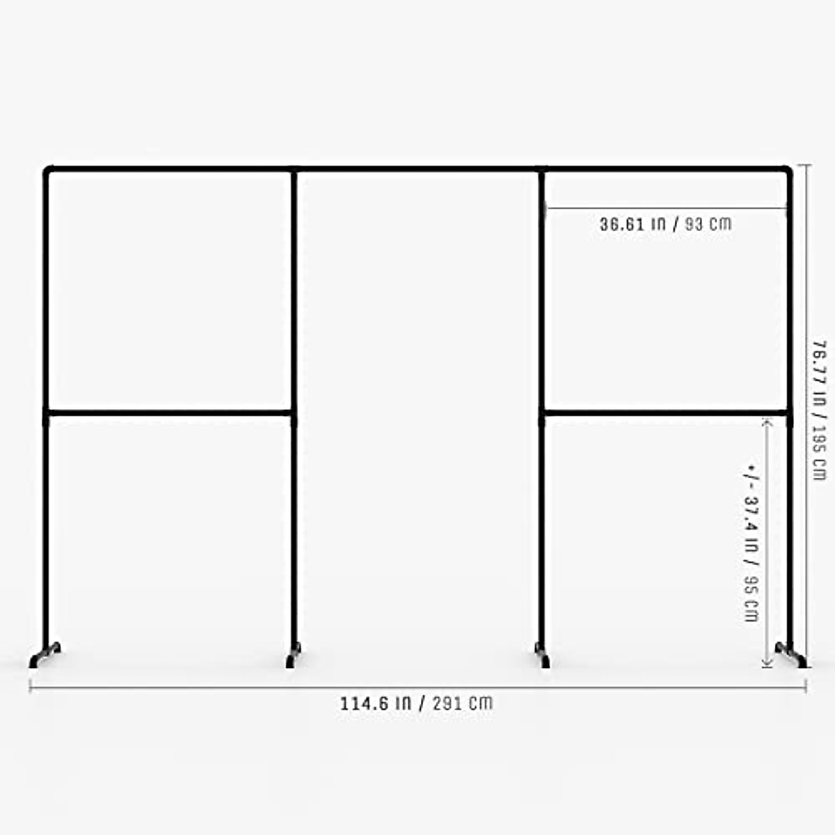 pamo freestanding clothes rail in industrial loft design - LAS III - wardrobe for walk-in closet wall I bedroom clothes rack made of black sturdy tubes