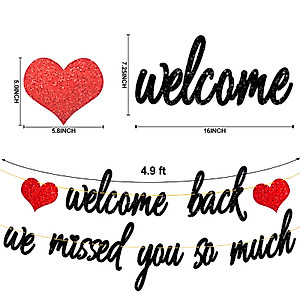 Ushinemi Welcome Back Decorations, Glitter We Missed You So Much Banner, Welcome Home Patriotic Military Homecoming Army Party Decor