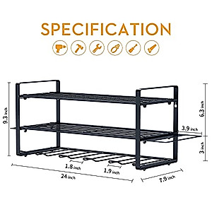 THILEMON Power Tool Organizer, 3 Layers 5 Drill Holder Of Heavy Metal Power Tool Organizer Wall Mount, Garage Organizatio， Power Tool Organizer