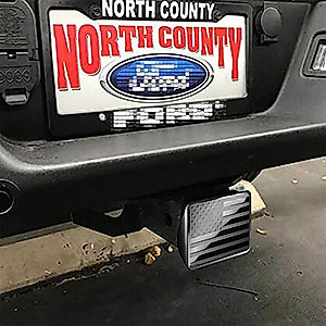 American Flag Hitch Cover- Metal USA Flag Trailer Hitch Cover - Patriotic Flag Plug Hitch Cover(Fits 2" Receivers, Black)
