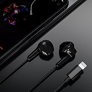 Earphones with Lightning Connector, MFi Certified Wired Earphones with Microphone and Volume Control, Compatible with iPhone 13/12/11 Pro Max/Xs Max/XR/X/7/8 Plus