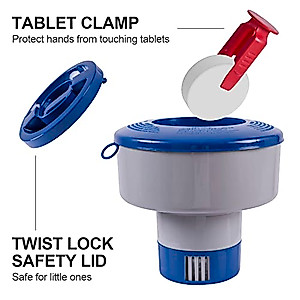 POOLAZA Pool Chlorine Floater, Premium Quality Floating Chlorine Dispenser for Pool, Larger Capacity Pool Floater for Chlorine Tablets, Durable Pool Tablet Floater Compatible with Bromine & Chlorine