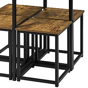 Yaheetech 5 Piece Dining Table & Chair Set - Compact Wood Table Sets Home Furniture for Kitchen Dining Room Small Space -Rustic Brown