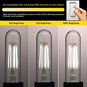 Gozelux E26 LED Bulb 6W Equal 60 Watt Light Bulbs Daylight 5000K E26 Edison Bulb AC120V 750lm Dimmable 5 Inch Long Tubular T10 LED Bulb for Rustic Pendant, Chandeliers, Wall Sconces, Pack of 6