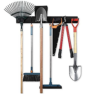 Fogein Garage Garden Tool Organizer Wall Mount,Garage Organization and Storage,Adjustable Heavy Duty Garage Organization Rack with 7 Double-Hooks 33" Tracks,Hold Up to 264lbs for Garage/Storage Shed