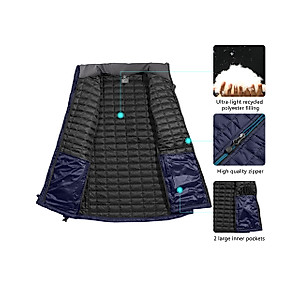 Little Donkey Andy Men's Puffer Vest, Lightweight Warm Sleeveless Jacket for Hiking Travel Golf Twilight Blue/Black S