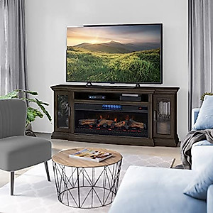 ClassicFlame 72" CoolGlow TV Stand with Electric Fireplace, 72.0" W x 17.38" D x 30.13" H, Buxton Brown
