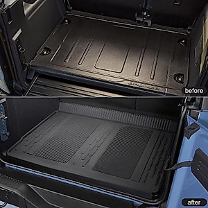 Rubber Cargo Tray Liner compatibility with 2021-2022 Bronco 4-Door,Reserve cutting position without covering The hook,3D TEP Trunk Liner Trunk Mat compatibility with Ford Bronco Accessories (black)