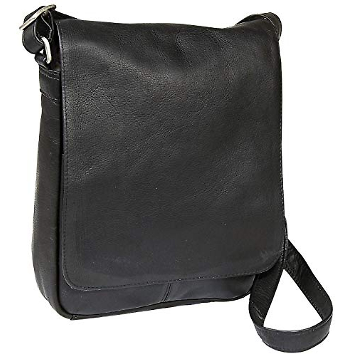 Le Donne Leather Vertical Flap Over Shoulder Bag - Colombian Leather Women’s Bag (Black)
