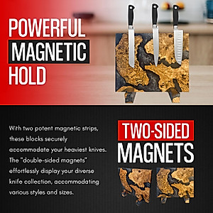 Magnetic Knife Block Without Knives - Magnetic Knife Holder | Magnetic Knife Block for Kitchen Counter| Wooden Block Knife Holder | Kitchen Knife Magnetic Holder | Magnet Knife Block (Smoky Black)