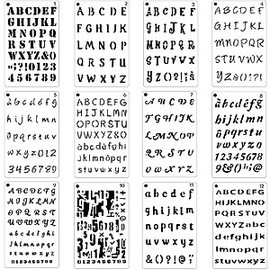 ELENTGE Letter Stencils 12 Pcs Stencils for Crafts 4x7 inch Alphabet Stencils Craft Stencils Lettering Stencils Numbers Stencils Stencils for Painting on Paper/Wood/Canvas/Plastic