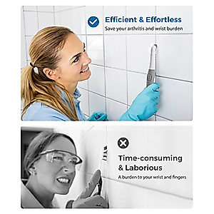 Electric Cleaning Brush, kHelfer KH6A Electric Grout Brush IPX7 Waterproof, 11″ Small Cordless Power Scrubber with 5 Replacement Brushes for Grout, Tile Crevice, Corners, Bathtub, Kitchen Bathroom