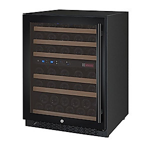 Allavino 24" Wide FlexCount II Tru-Vino 56 Bottle Dual Zone Black Left Hinge Wine Refrigerator