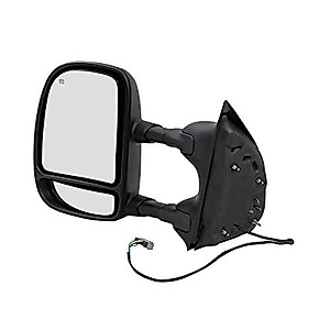 AutoShack KAPFO1320268 Driver Towing Mirror Power Black Textured Heated Manual Folding Replacement for 2001-2005 Ford Excursion 2003-2007 F-250 Super Duty F-350 Super Duty 5.4L 6.0L 6.8L 7.3L 4WD RWD