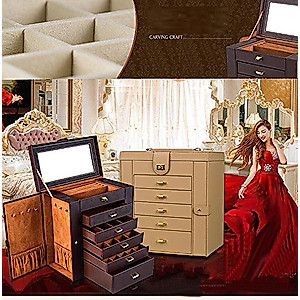 Kendal Huge Jewelry Box Jewelry Case with 6 Tier 5 Drawers Large Storage Capacity with Mirror Jewelry Storage Organizer Great Gift Also Good For Watches LJC-SHD5BK (black)