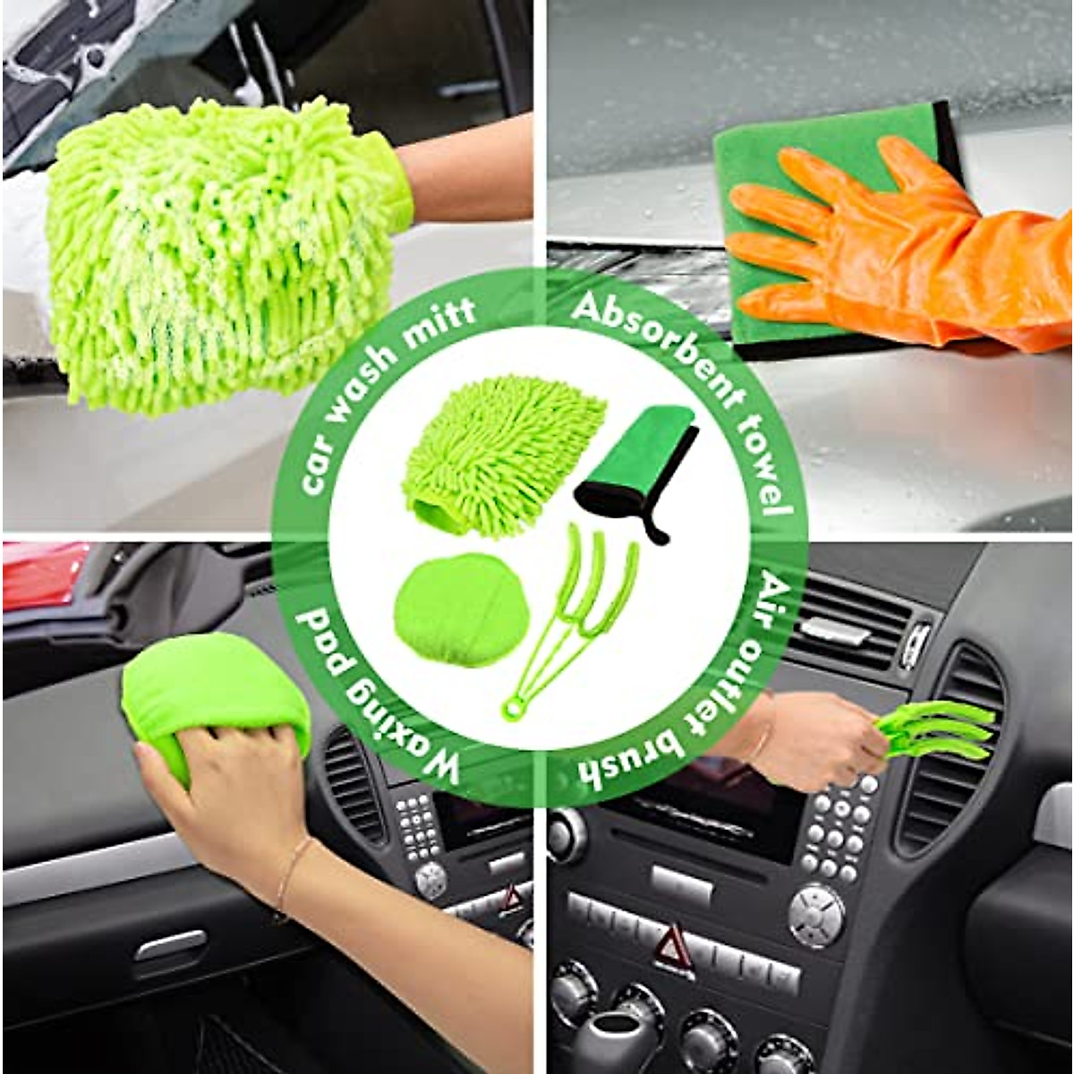 20Pcs Car Detailing Brush Set, Car Detailing Kit, Auto Detailing Drill Brush Set, Car Detailing Brushes, Car Buffing Sponge Pads Kit, Car Cleaning Tools Kit for Interior, Exterior, Wheels, Dashboard