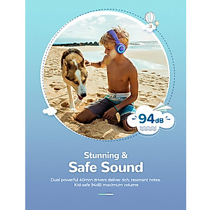 iClever Kids Bluetooth Headphones, BTH02 Kids Headphones with MIC, 22H Playtime, Bluetooth 5.0 & Stereo Sound, Foldable, Adjustable Headband, Childrens Headphones for iPad Tablet School (Blue)