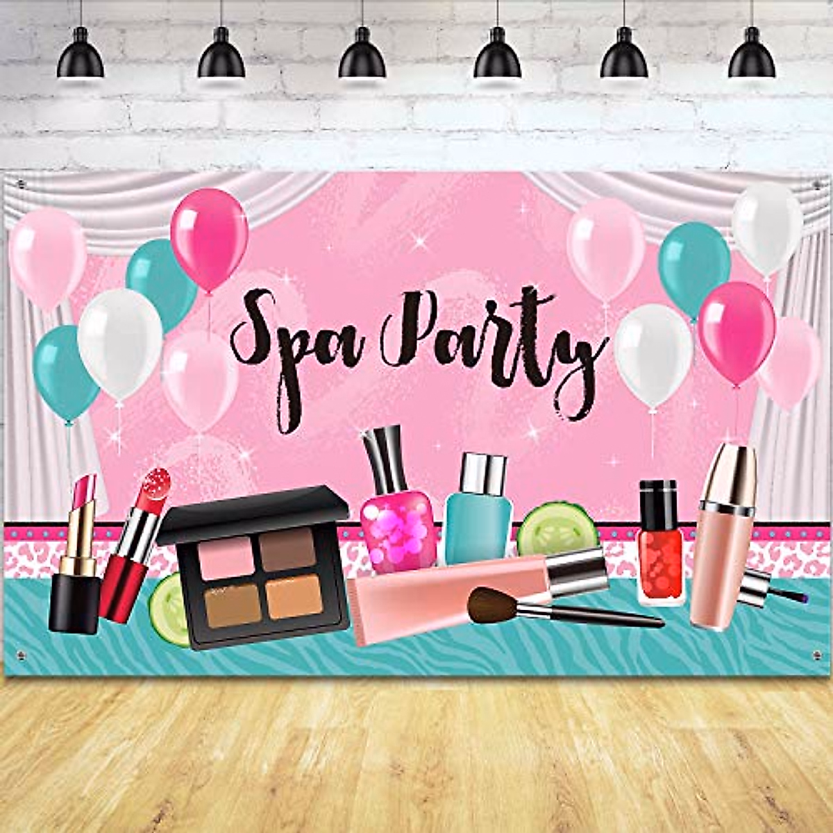 Spa Party Decorations for Girls, 71 x 43 Inch, Sweet Pink Backdrop Princess Makeup Birthday Photography Background Photo Booth Banner for Spa Day Make up Theme Party Decorations