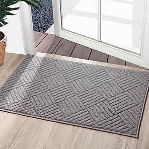 Syalife Door Mat Indoor Doormat, Non-Slip Resist Dirt Entryway Rug Entrance Mat, Dog Door Mat, Super Absorbent Welcome mat for Muddy Wet Shoes and Paws, 20"x31.5", Grey 01