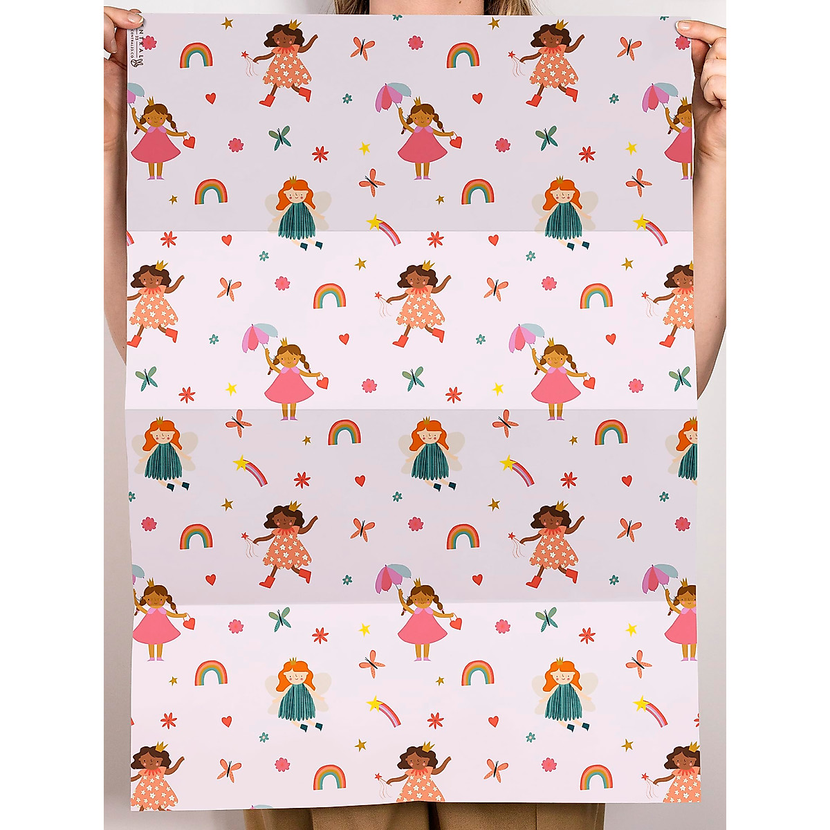 CENTRAL 23 Girls Wrapping Paper Birthday - 6 Sheets of Gift Wrap - Fairy Princess - Rainbow - For Christmas Easter Baby Shower Party Decorations - Recyclable
