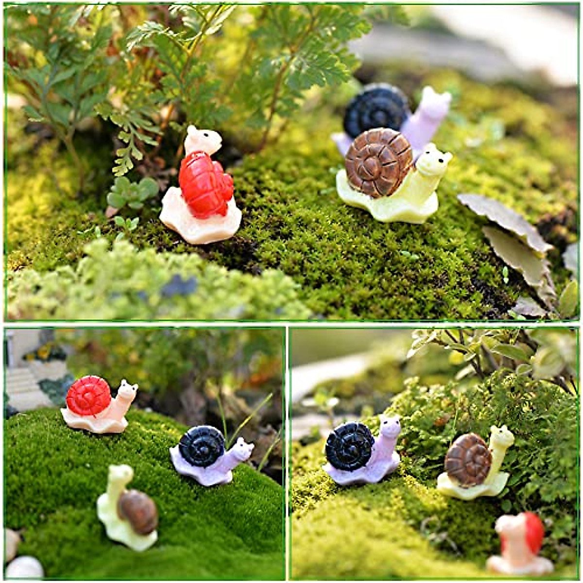 JKanruh 21 Pcs Mini Animals Miniature Resin Snail,Mini Snail Figurines,Fairy Garden Snail Miniature Moss Landscape Ornaments for Outdoor Decoration,Home Décor,Cake Decoration,DIY Crafts