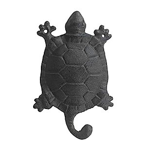 Comfy Hour 6" Cast Iron Heavy Duty Rustic Style Turtle Single Hook Wall Hanger for Home Decoration, Brown, Ocean Voyage Collection