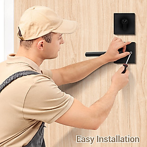 Exterior Door Lock Set, Ohuhu Heavy Duty Deadbolt Lock- Entry Door Locksets with Deadbolt Matte Black Front Door Handle Modern Contemporary Square Sleek Design Zinc Alloy