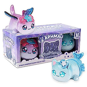 Aphmau 6” MeeMeow Plush Sparkle Collection 3-Pack, Surprise Box That Includes 2 Sparkle Plush + 1 Mystery Plush, Official Merch