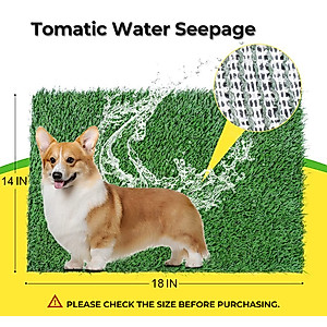 Puppy Artificial Grass Pee Pad for Dogs Potty Trianing 18 x 14 Inches, 2 Pack Replacement Pet Fake Grass Mat for Indoor Outdoor Porches Apartments, Reusable & Washable Grass Turf Mat for Dogs