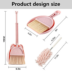 Kalolary 5 Pcs Mini Broom and Dustpan Set, Mini Broom with Dustpan for Home, Little Broom Dustpan Set with Extendable Duster for Cleaning for Office Home Table Desk Key Board