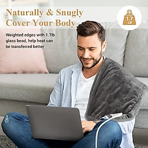 ATASA Weighted Heating Pad for Back Pain Relief, Electric Heating Pads with 11 Auto Shut Off & 9 Heating Levels, 12"x24" XL Heating Pad for Stomach/Cramps/Neck/Shoulder, Moist & Dry Therapy, Washable