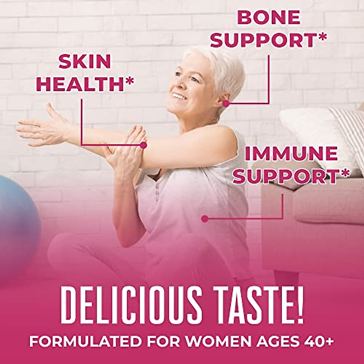 MaryRuth's Multivitamin for Women 40+ | Sugar Free | Vegan Womens Vitamins | Immune Support Daily Women's Multivitamin + Chasteberry | Hair, Skin and Nail Gummy Vitamins for Women | 60 Count