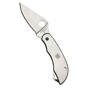 Spyderco ClipiTool Multi-Functional Stainless Steel Utility Pocket Knife with 2" Steel Blade and Screwdriver/Bottle Opener - PlainEdge - C175P