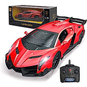 LAFALA Remote Control Car RC Cars Racing Car 1:18 Licensed Toy RC Car Compatible with Lamborghini Model Vehicle for Boys 6,7,8 Years Old Halloween, red