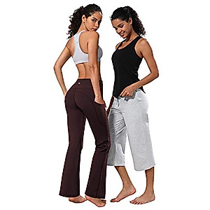 BUBBLELIME 29"/31"/33"/35" 4 Styles Women's Bootcut Yoga Pants Tummy Control - Side Pockets_MAHOGANYMAROON XL_29" Inseam