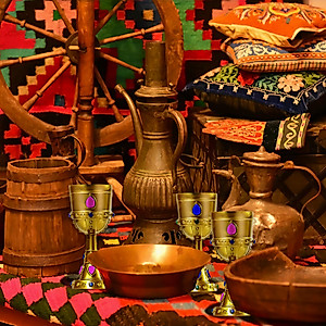 ZHURUININ 4 Pcs Medieval Molded Crown Goblets 8 oz Gold Jeweled Plastic Chalice King Queen Party Goblets Medieval Party Decorations for Carnival Party Drinking Decor Supplies (4)