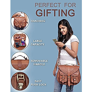 JINALEXIA LEATHER Real Leather Purses for Women Crossbody Bag Designer Handbags Shoulder Purse Satchel Bags for Women Cute Vintage Saddle Crossover, Brown