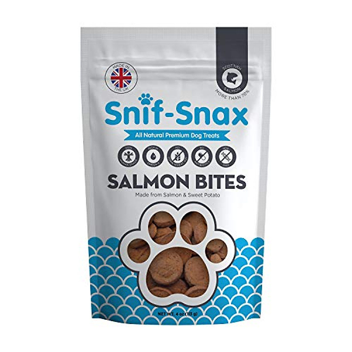 Snif-Snax™ Human Grade Dog Treats - All-Natural Smoked Salmon & Sweet Potato Bites, 4oz