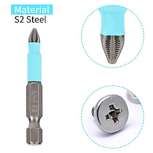 10 PCS Phillips Head Drill Bit Magnetic Phillips Screwdriver Bit Set Ph2 Phillips Bits Set Non-slip Cross Head Electric Screwdriver Bits Set, 1/4 Inch Hex Shank 2inch/50mm