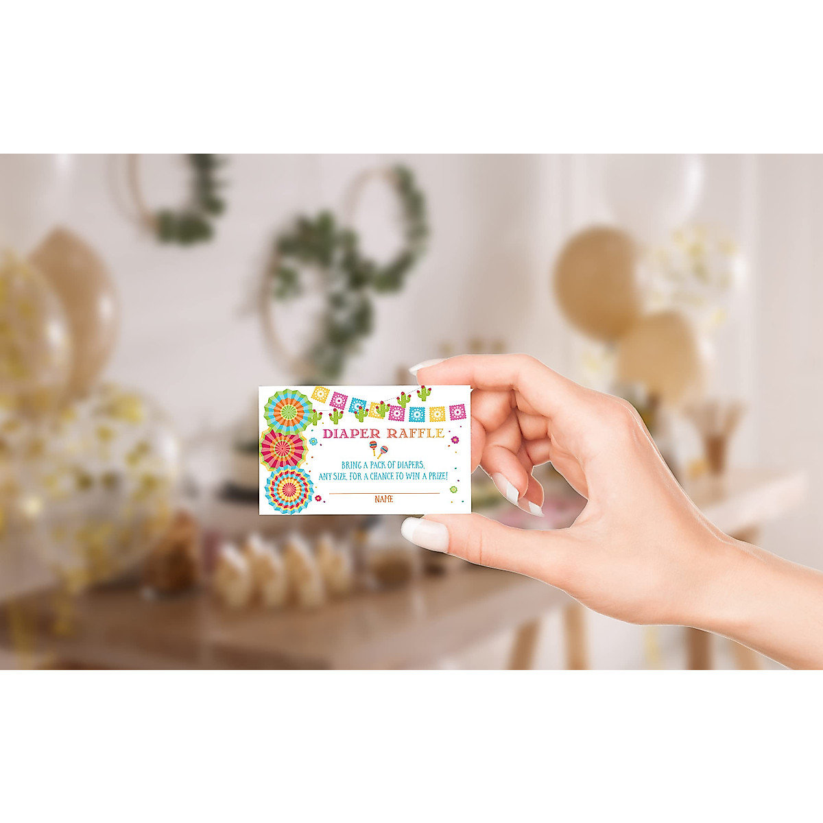 Your Main Event Prints Fiesta Mexican Baby Shower Diaper Raffle Card, Diaper Raffle Ticket, 50 Count