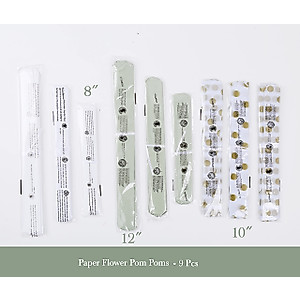 luckylibra Baby Shower Decorations,Welcome Baby Banners Paper Lantern Paper Flower Pom Poms（Sage Green Gold White）